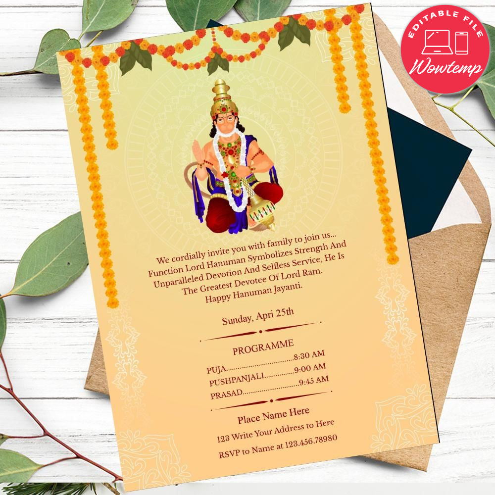 Sunderkand Invitation Template to Print at Home DIY | Wowtemp