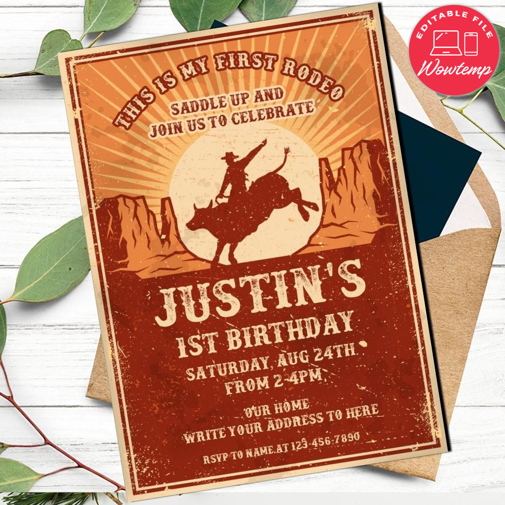 Bull Riding Invitation Customizable Template | Wowtemp