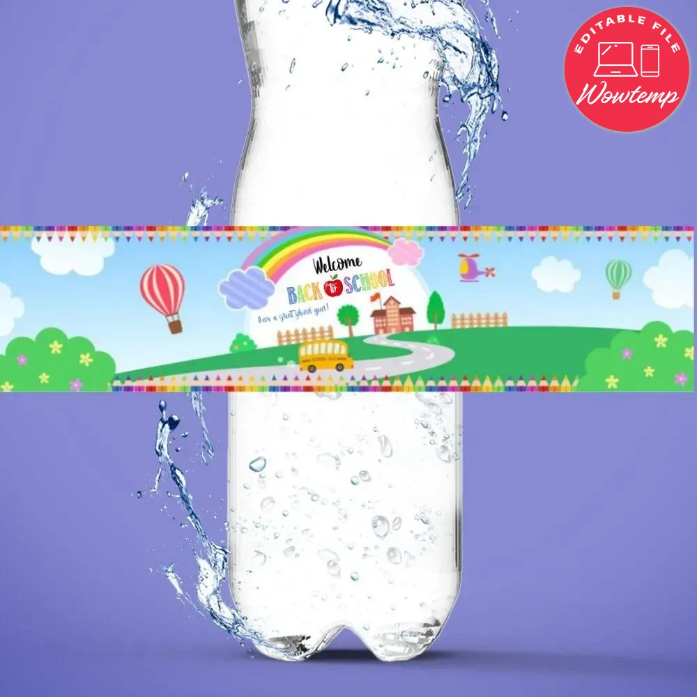 Welcome back to school Water Bottle Label Template | Wowtemp