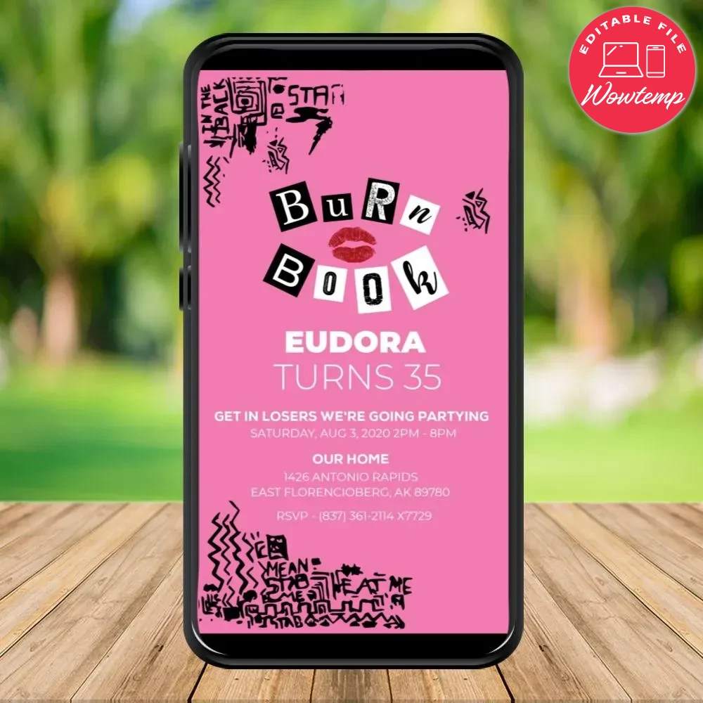 Mobile Mean Girls Birthday Text Invitation Instant Download | Wowtemp