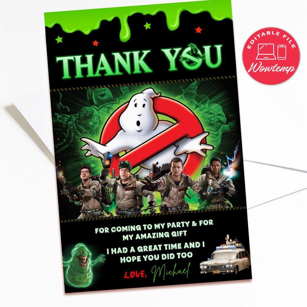 Ghostbusters Thank you card Customizable Template DIY | Wowtemp