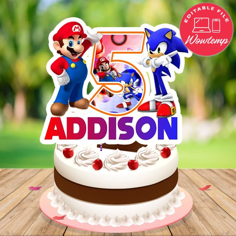 Sonic Mario Birthday Cake Topper Template Printable | Wowtemp