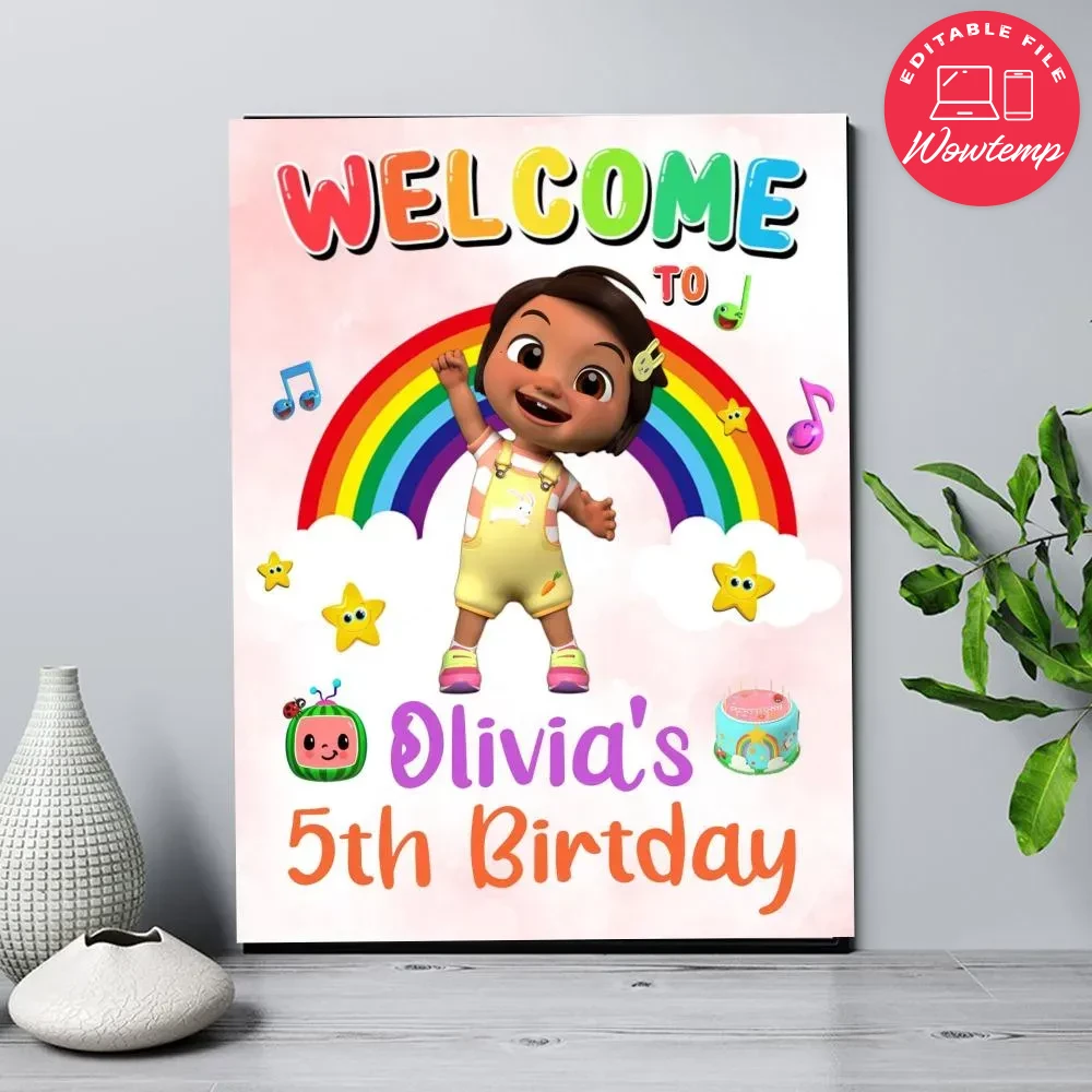Nina Cocomelon Birthday Welcome Sign Digital File Printable DIY | Wowtemp