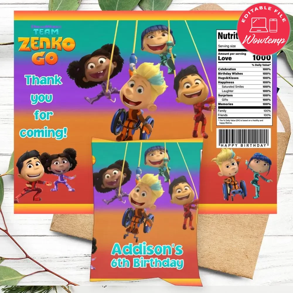 Team zenko go Birthday Chip Bag Digital File Printable | Wowtemp