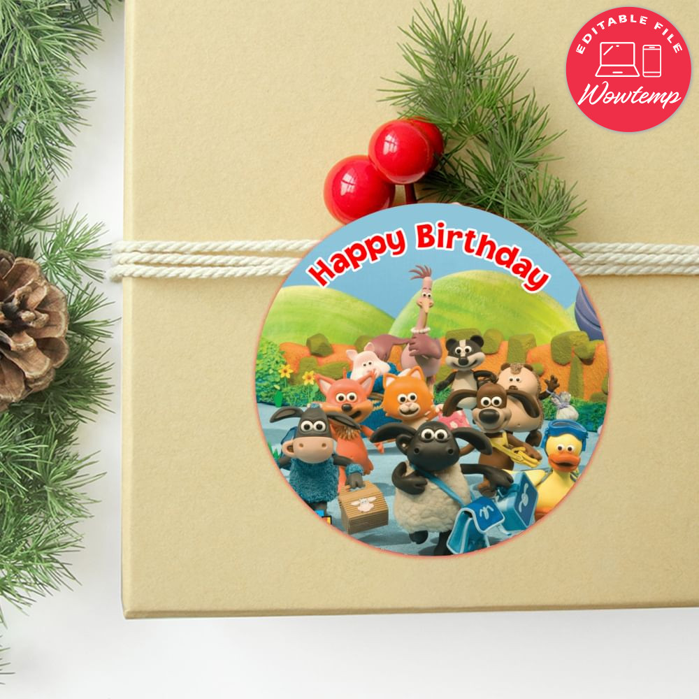 Timmy Time Circle Sticker Template Customizable DIY | Wowtemp