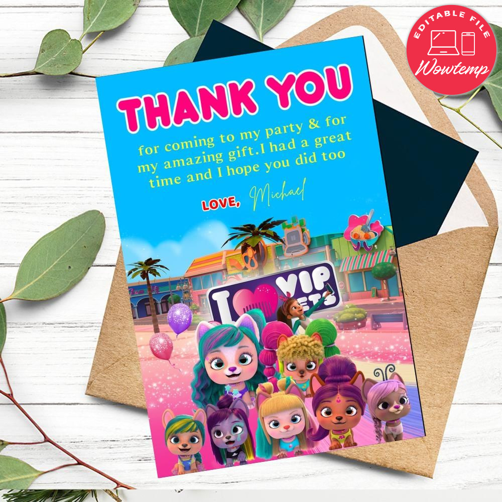 I Love Vip Pets Thank You Card Customizable Template DIY | Wowtemp