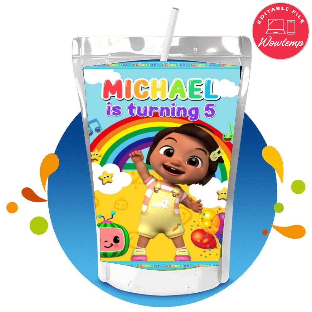 Nina cocomelon Capri Sun Birthday Digital File Printable | Wowtemp