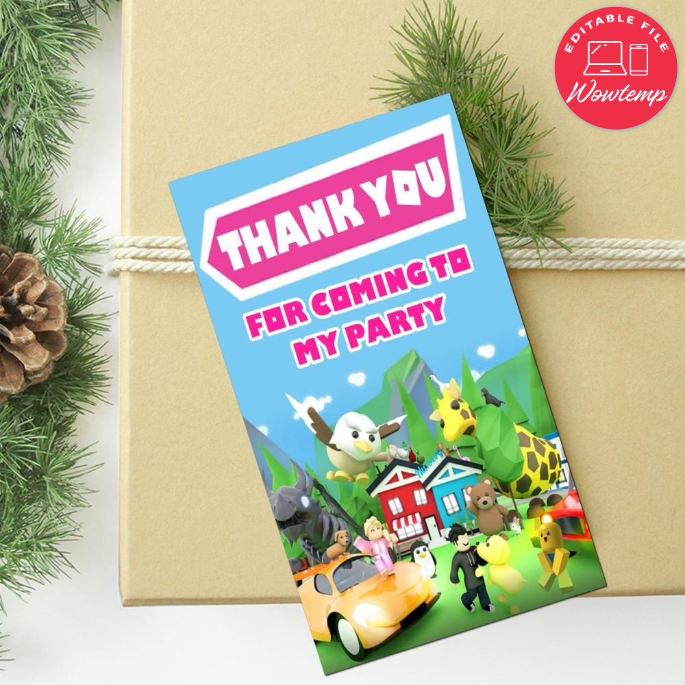 Adopt Me Thank You Tag Customizable Template | Wowtemp