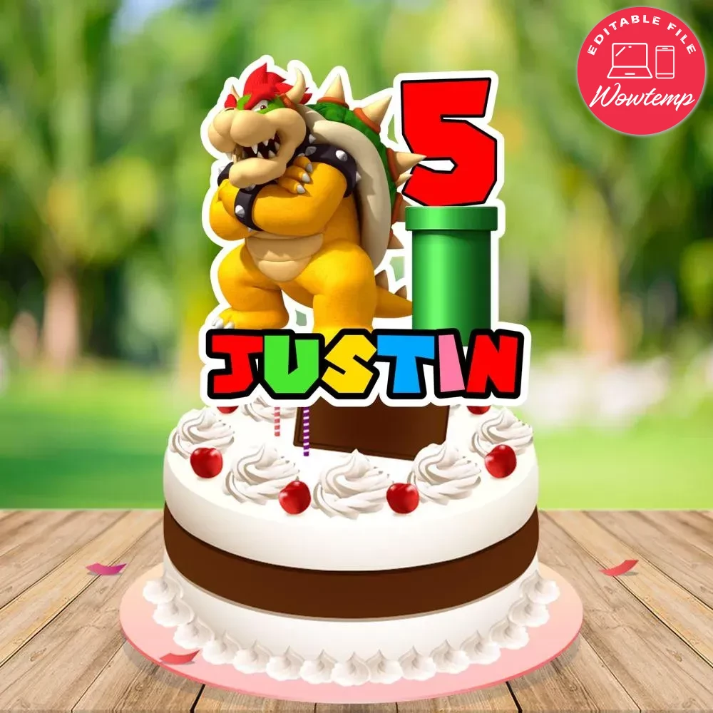 Bowser Birthday Cake Topper Template Printable | Wowtemp