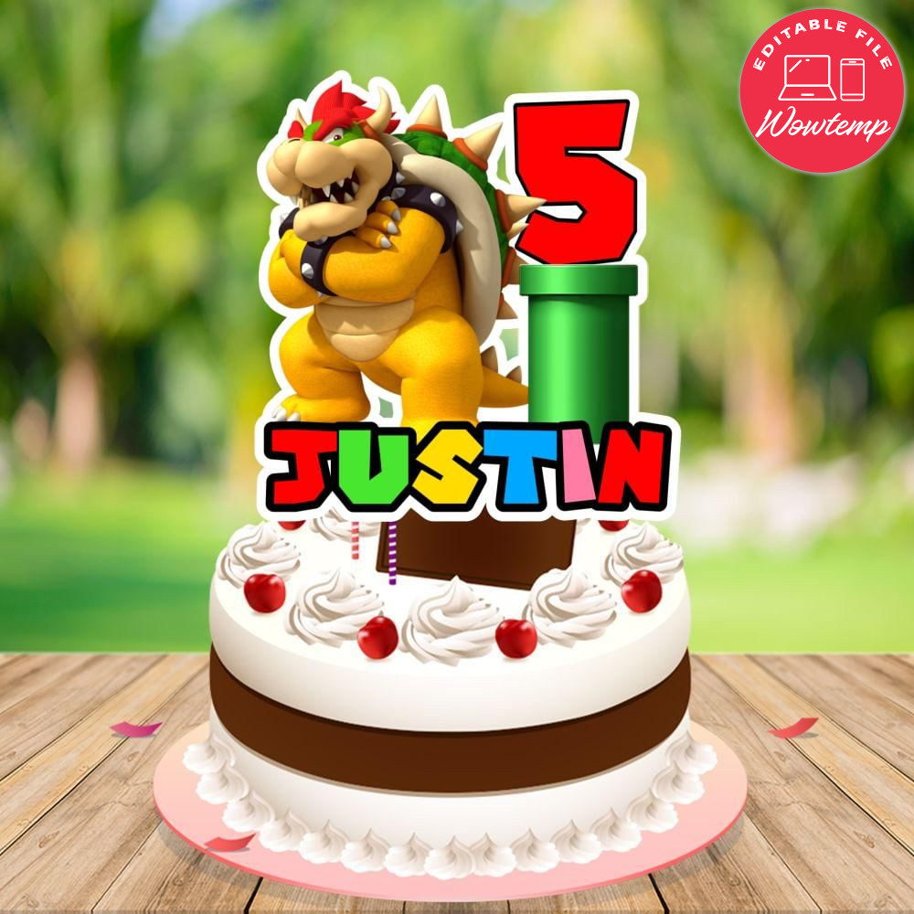Bowser Birthday Cake Topper Template Printable | Wowtemp