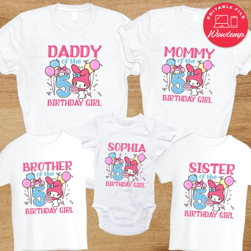My melody Family Birthday PNG file template | Wowtemp