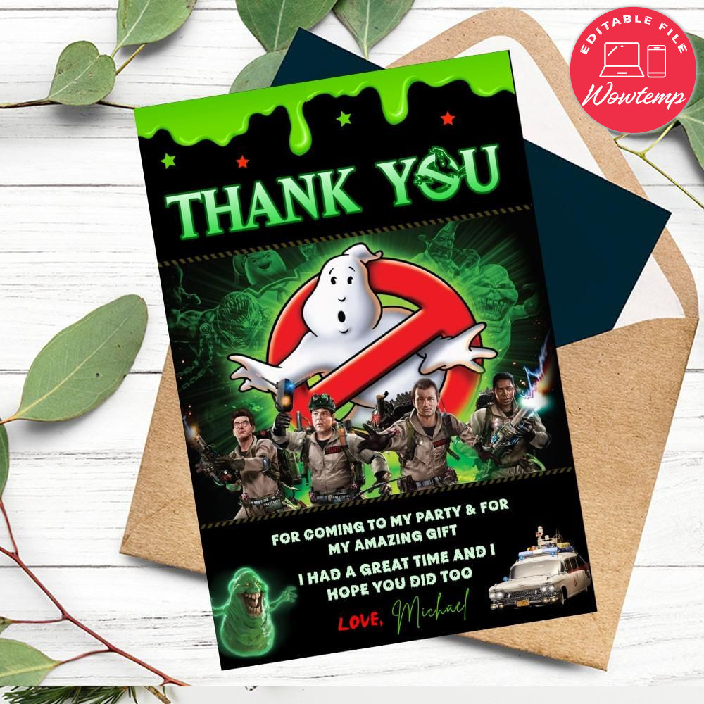 Ghostbusters Thank you card Customizable Template DIY | Wowtemp