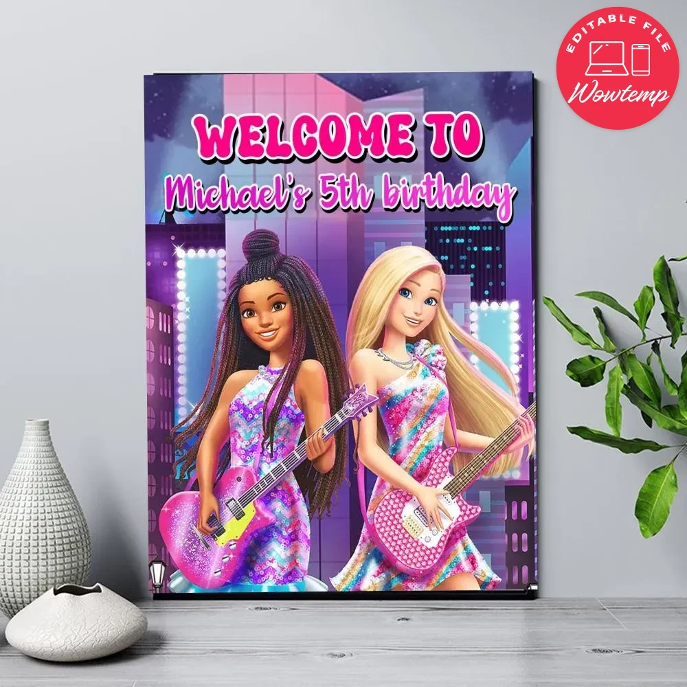 Barbie Big City Birthday Welcome Sign Digital File Printable DIY | Wowtemp