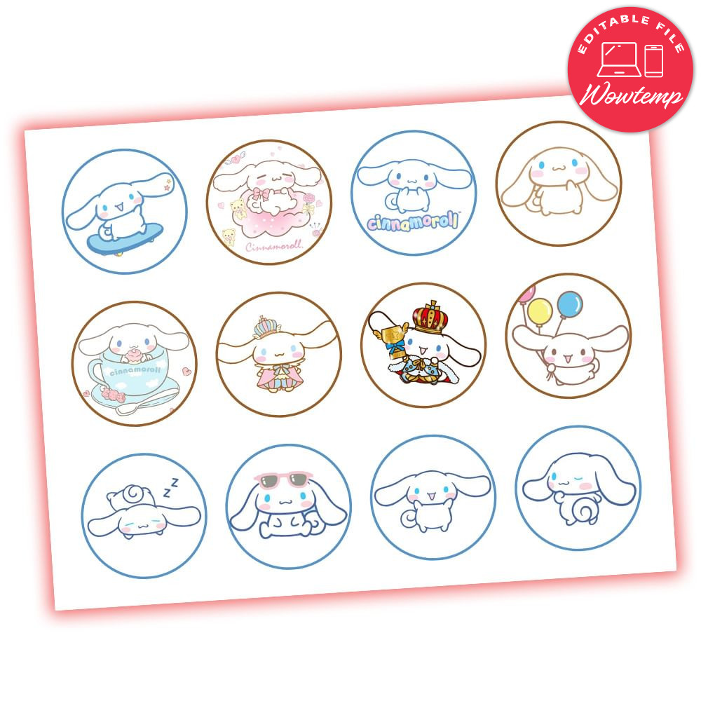 Cinnamoroll Cupcake Toppers Template Printable DIY | Wowtemp
