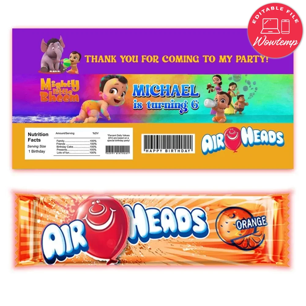 Mighty Little Bheem Airhead Candy Wrapper Template Printable | Wowtemp