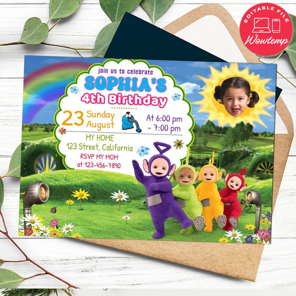 Teletubbies Invitation Customizable Template DIY | Wowtemp
