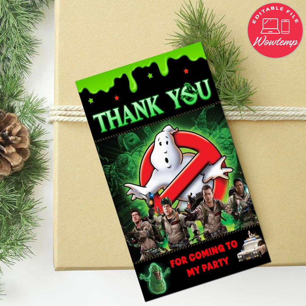 Ghostbusters Thank you tag Customizable Template DIY | Wowtemp