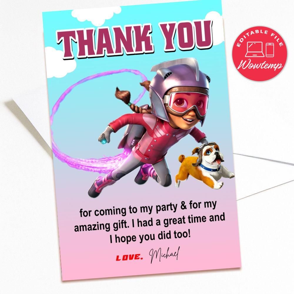 Rocketeer Thank You Card Customizable Template DIY | Wowtemp