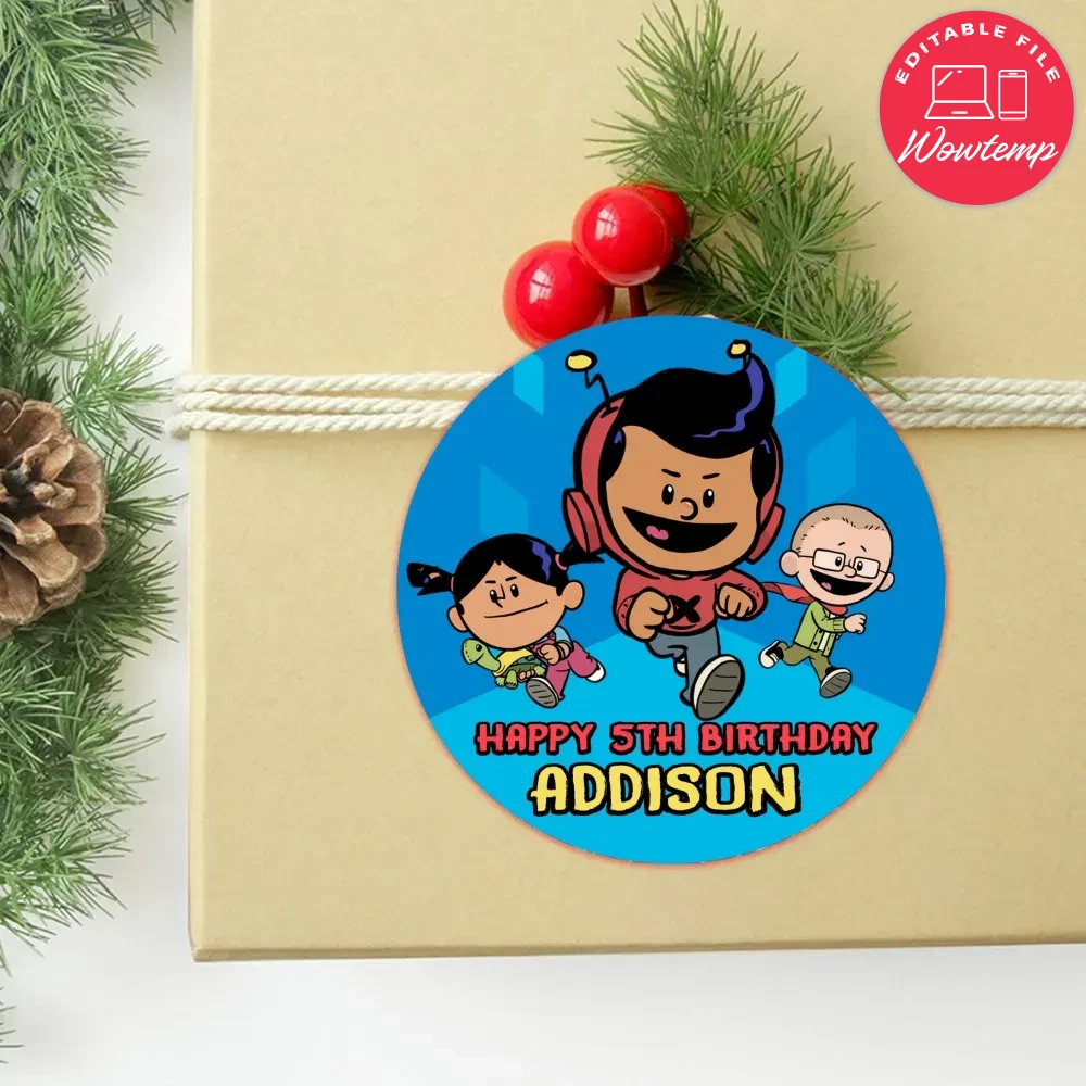 Xavier Riddle Circle Sticker Template Customizable DIY | Wowtemp