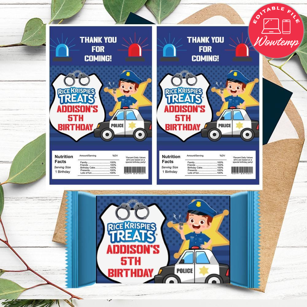 Police Rice Krispies Treats Template Printable | Wowtemp