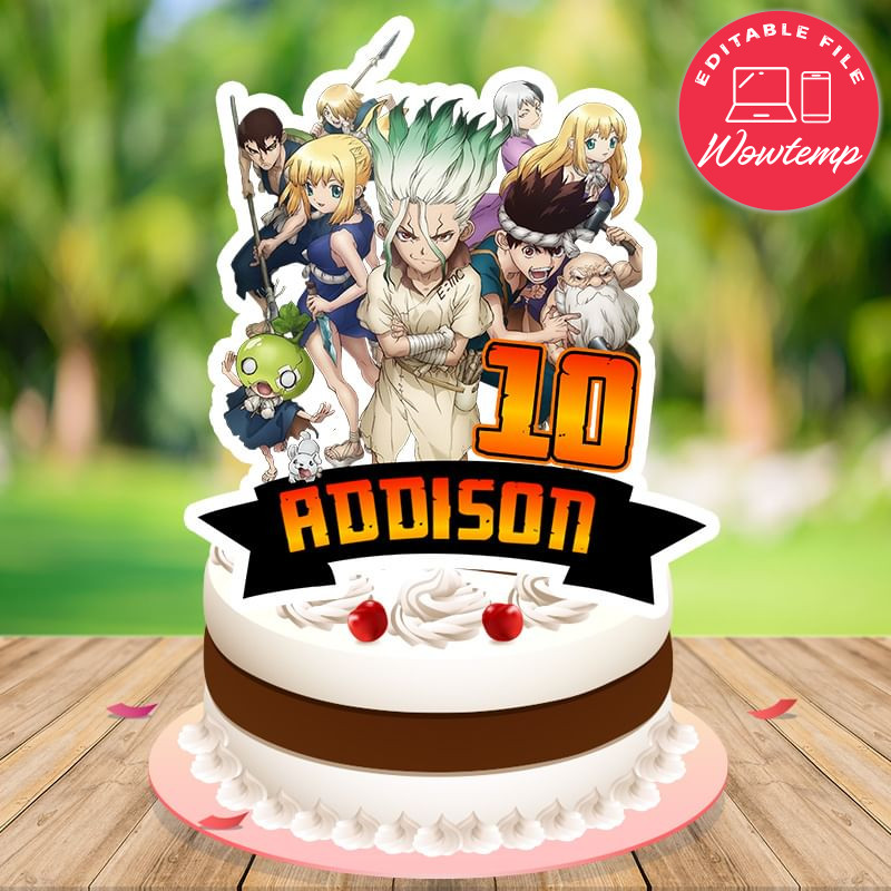 Dr. Stone Birthday Cake Topper Template Printable | Wowtemp