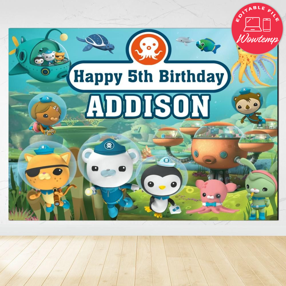 Octonauts Birthday Backdrop Digital File Template | Wowtemp