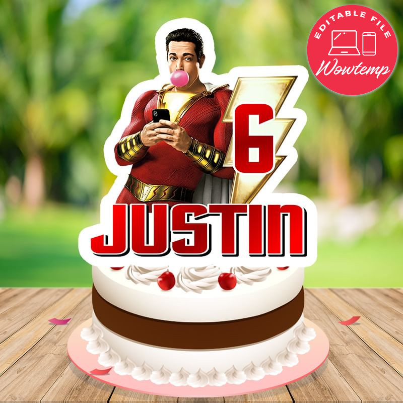 Shazam Birthday Cake Topper Template Printable | Wowtemp