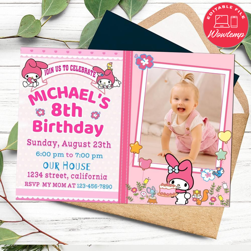 Melody Birthday Invitation with Photo Customizable | Wowtemp