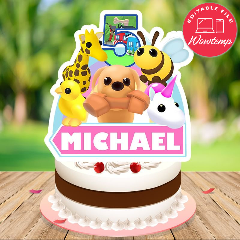 Adopt Me Birthday Cake Topper Template Printable | Wowtemp