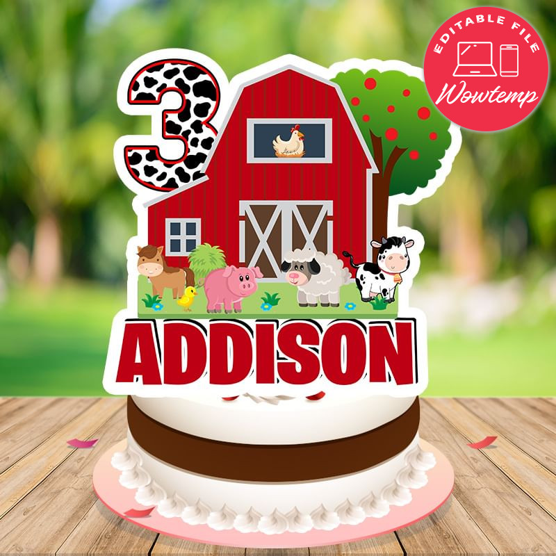 Barnyard Birthday Cake Topper Template Printable | Wowtemp