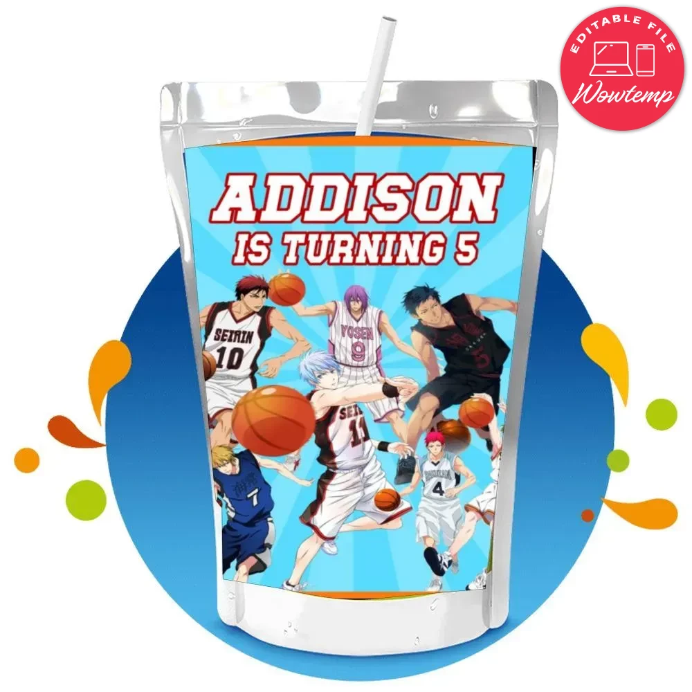 Kuroko's Basketball Capri Sun Birthday Digital File Printable | Wowtemp