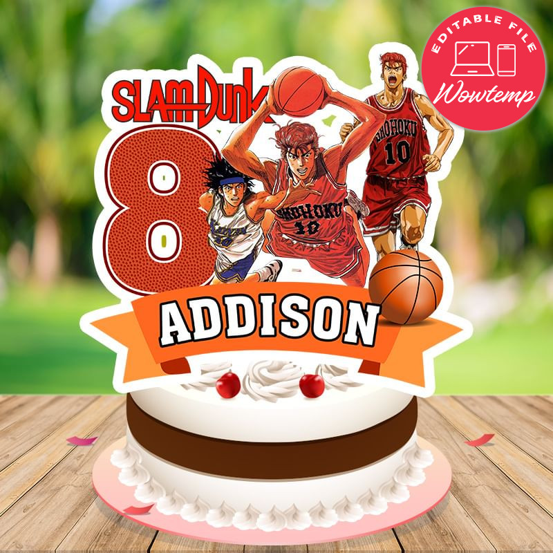 Slam dunk Birthday Cake Topper Template Printable | Wowtemp