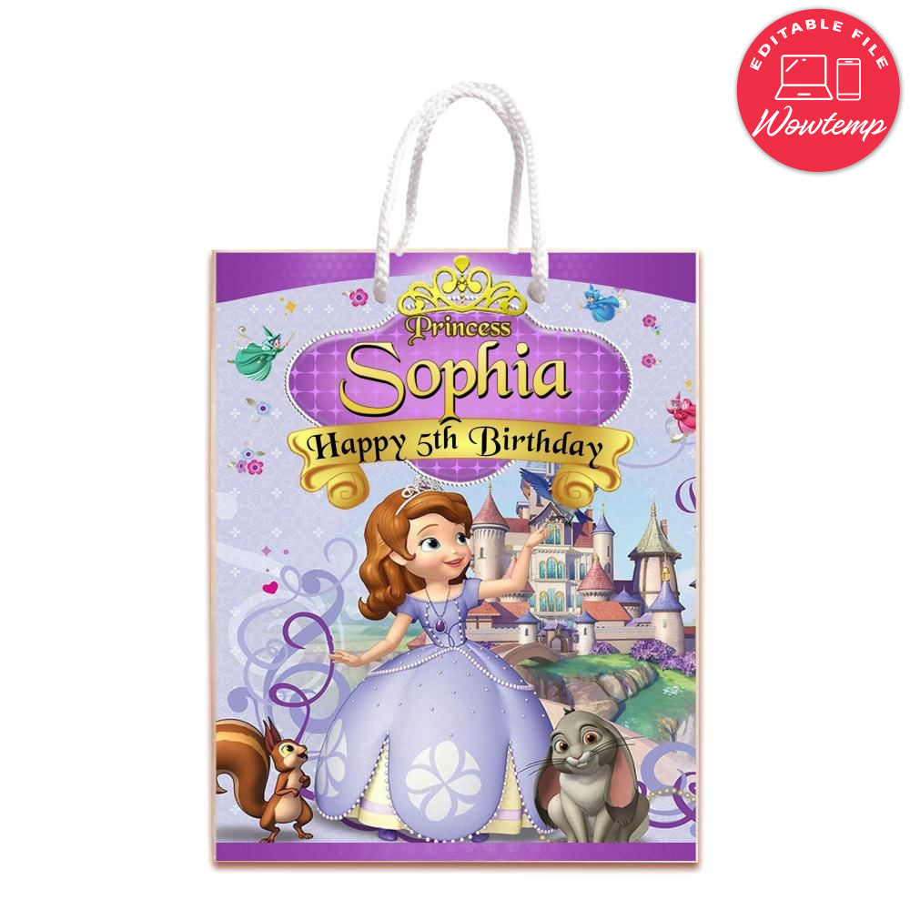 Princess Sofia Gift Bag Label Template Printable DIY | Wowtemp