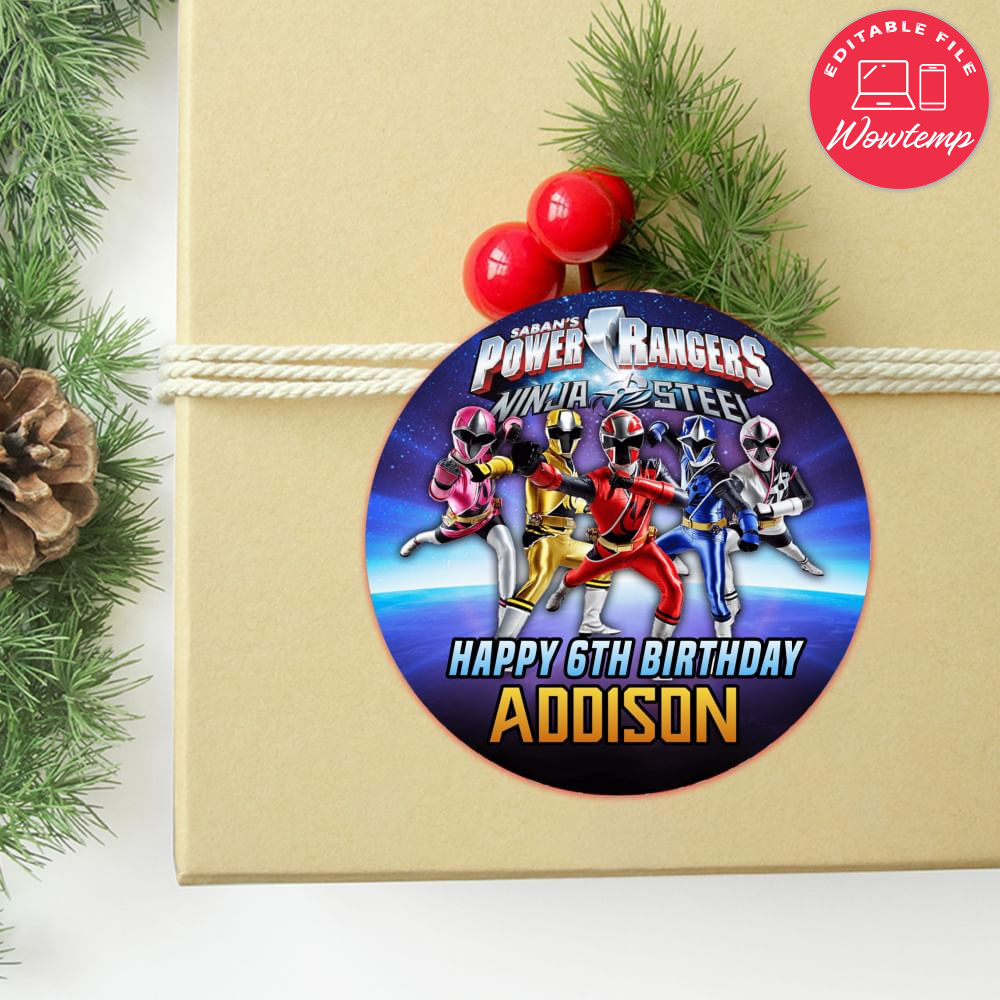 Power Ranger Ninja Steel Circle Sticker Template Customizable DIY | Wowtemp
