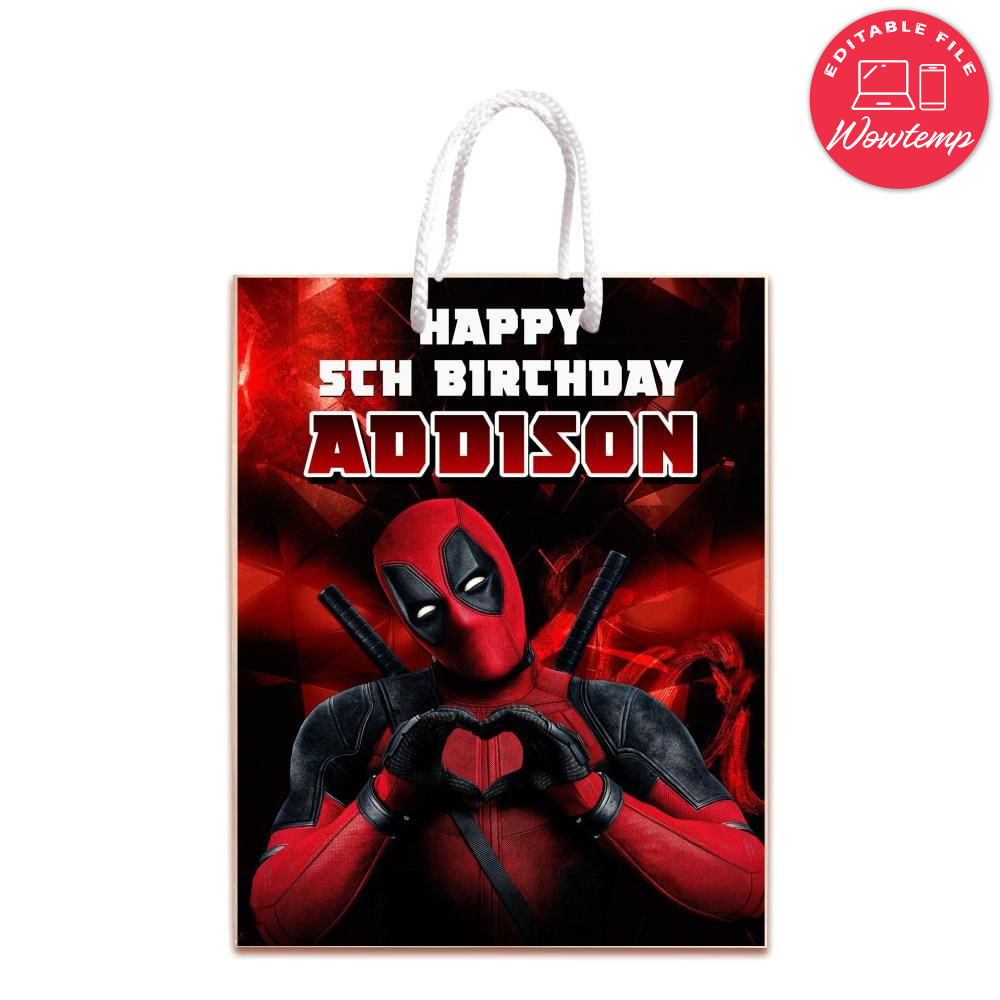 Deadpool Gift Bag Label Template Printable DIY | Wowtemp