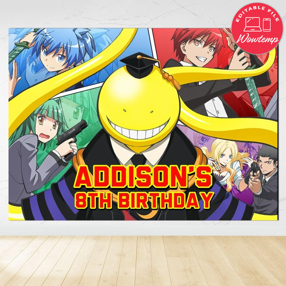 Assassination classroom graduation Birthday Backdrop Digital File ...