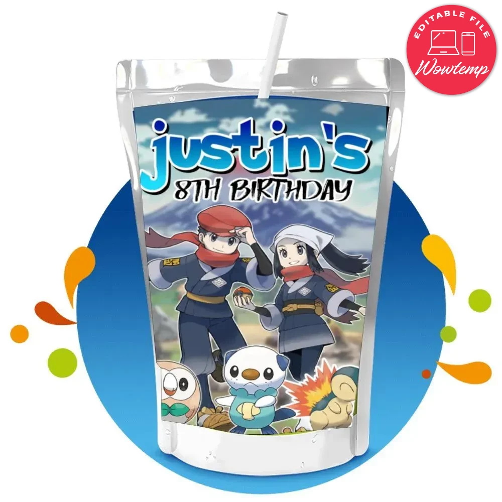 Pokemon Legends Arceus Capri Sun Birthday Digital File Printable | Wowtemp