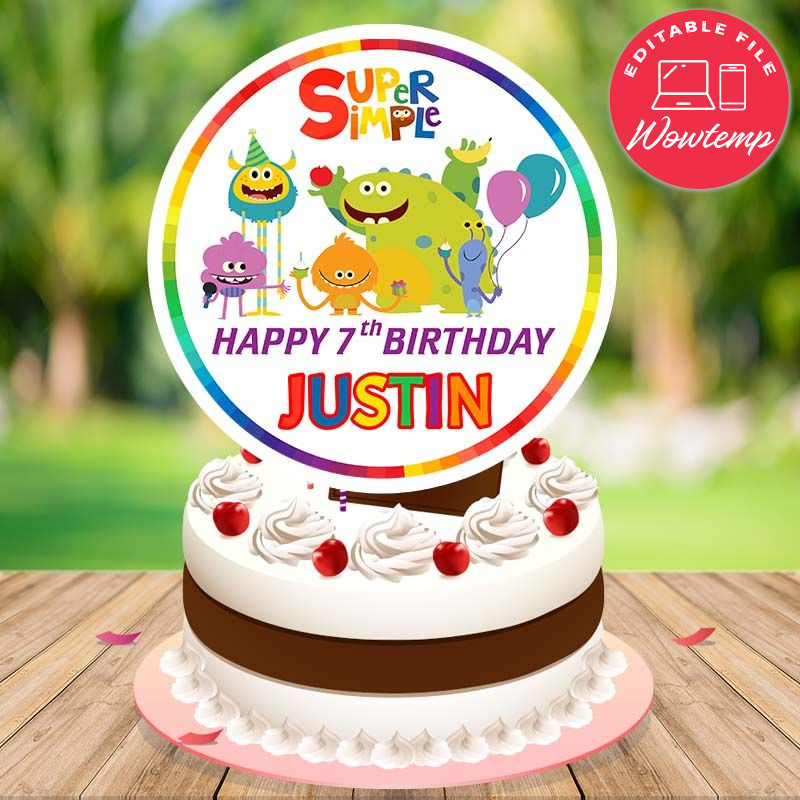 Super simple song Cake Topper Template Printable DIY | Wowtemp