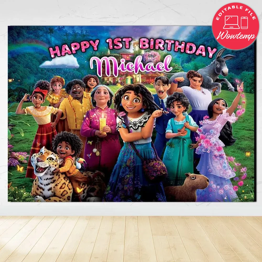 Encanto Birthday Backdrop Digital File Template Instant Download | Wowtemp