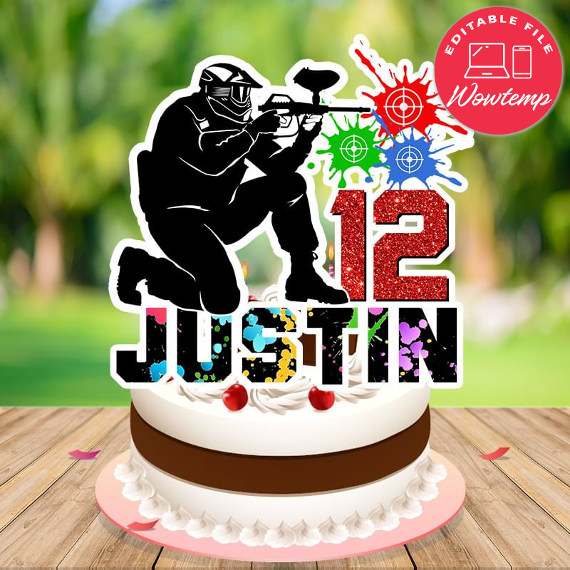 Paintball Birthday Cake Topper Template Printable | Zingtemp