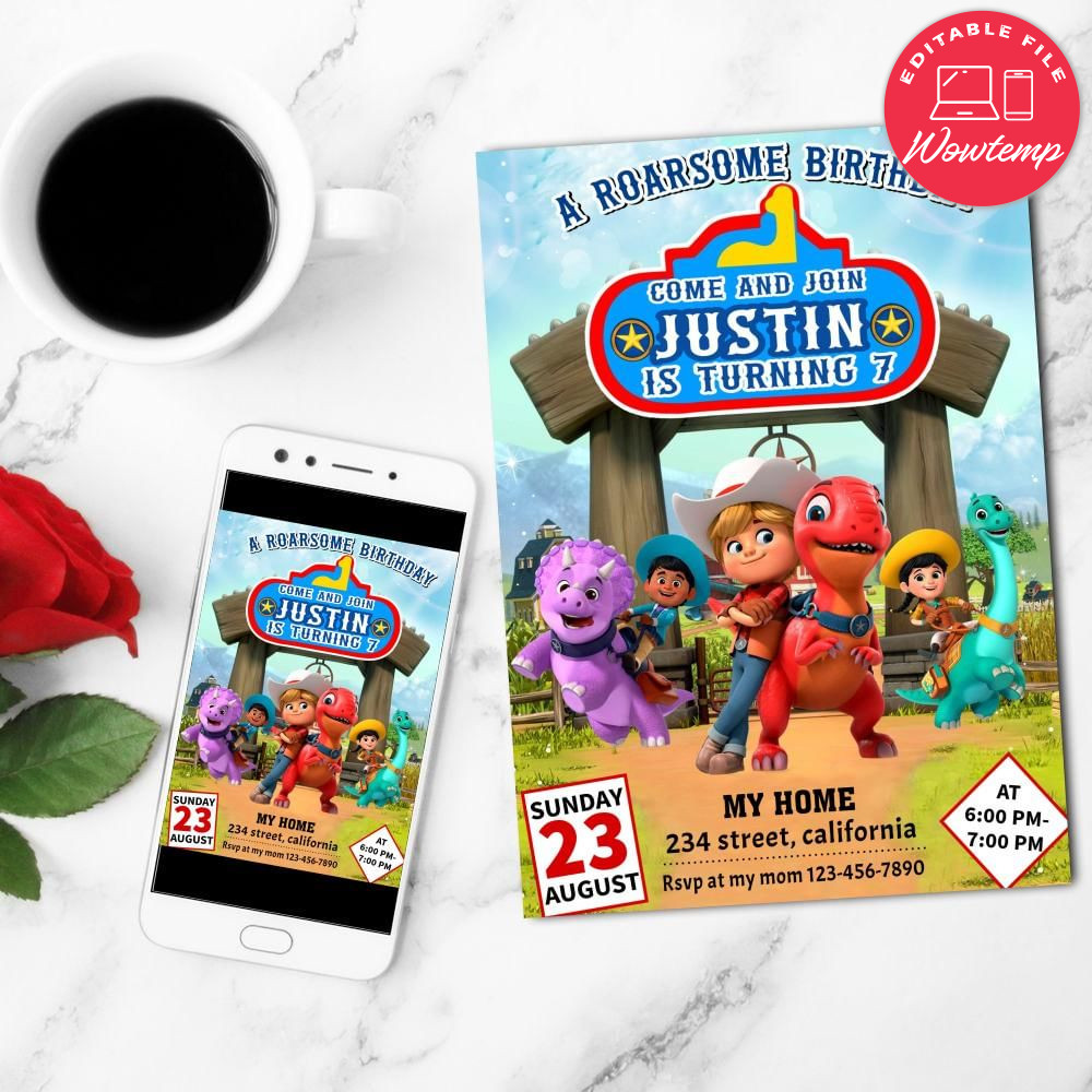 Dino Ranch Invitation Customizable Template DIY | Wowtemp