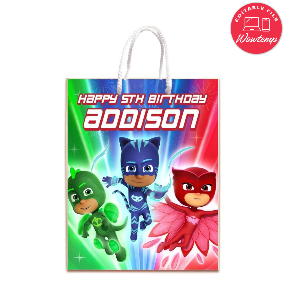 Pj Mask Gift Bag Label Template Printable DIY | Wowtemp