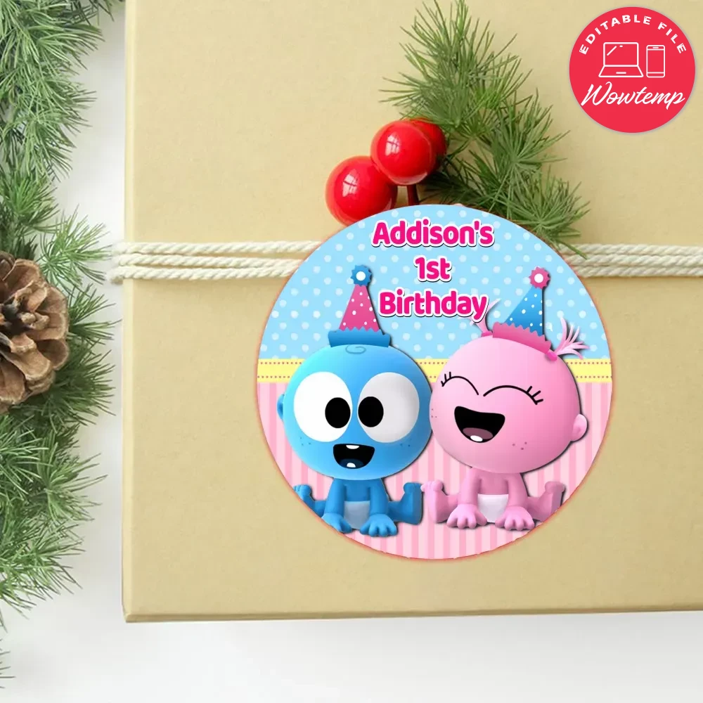 Gaa Gaa And Goo Goo Circle Sticker Template Customizable DIY | Wowtemp