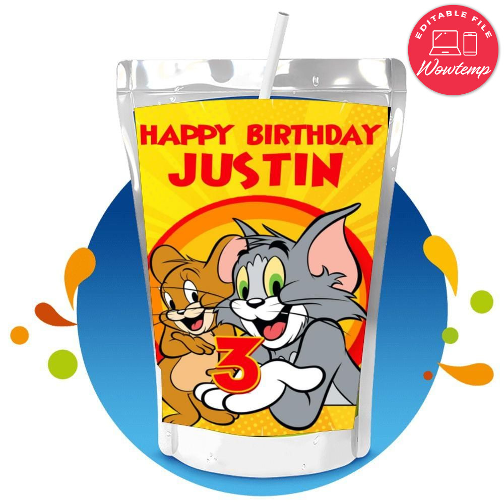Tom and jerry Capri Sun Birthday Digital File Printable | Wowtemp