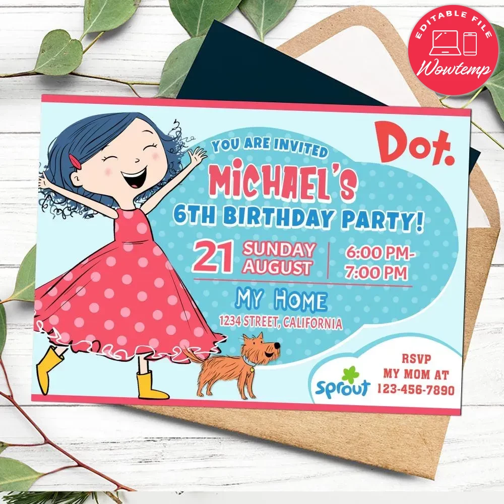 Dot. sprout Invitation Customizable Template DIY | Wowtemp