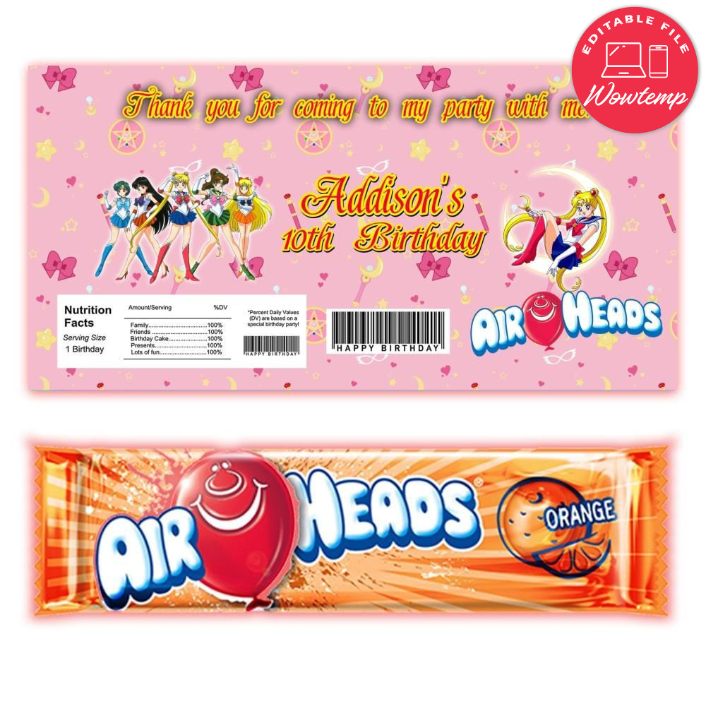 Sailor Moon Airhead Candy Wrapper Template Printable | Wowtemp