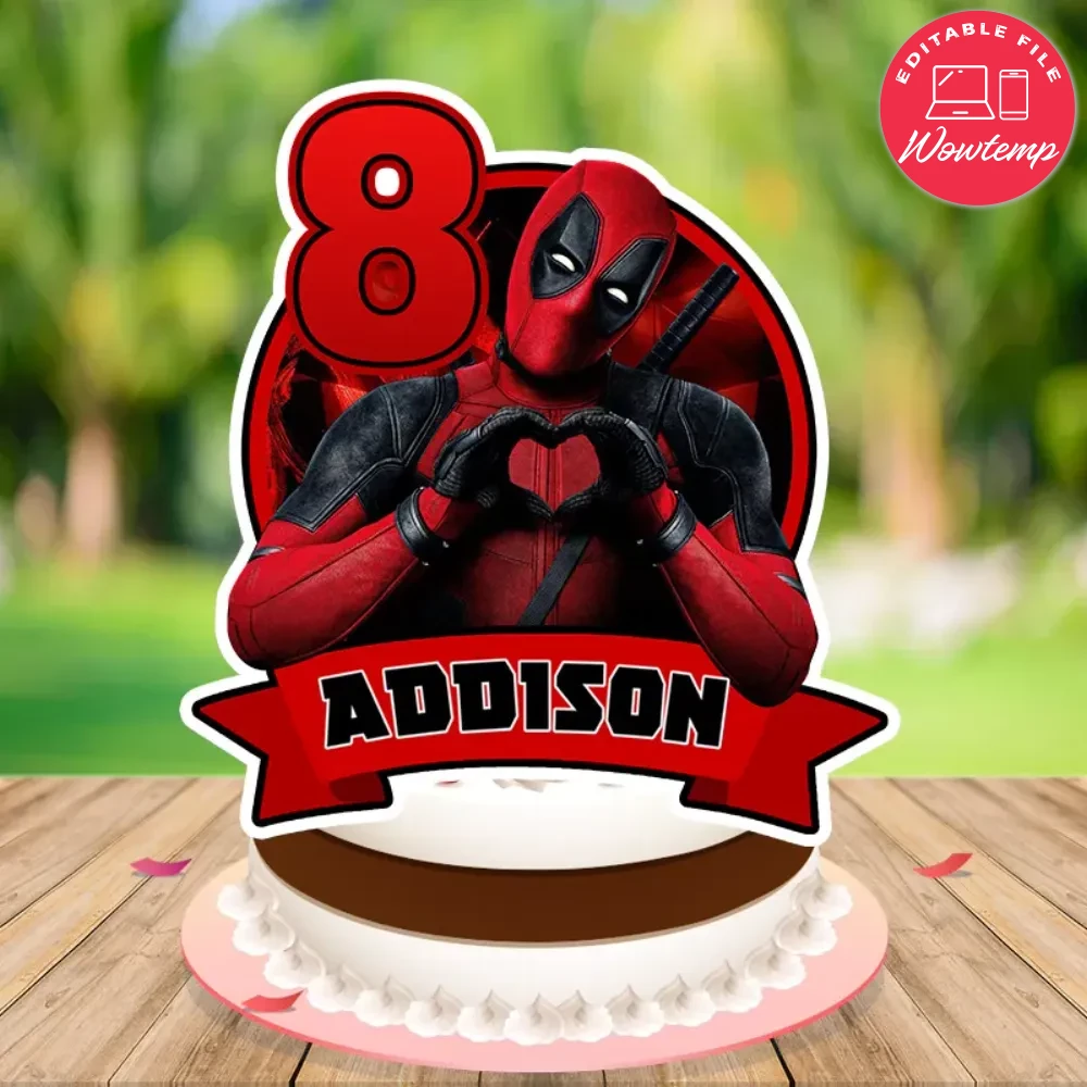 Deadpool Birthday Cake Topper Template Printable | Wowtemp