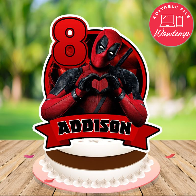 Deadpool Birthday Cake Topper Template Printable | Zingtemp
