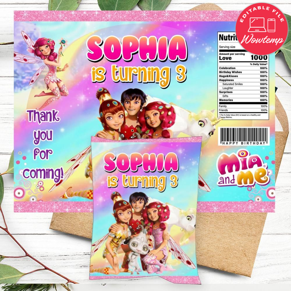 Mia and Me Birthday Party Chip Bag Digital File DIY | Zingtemp