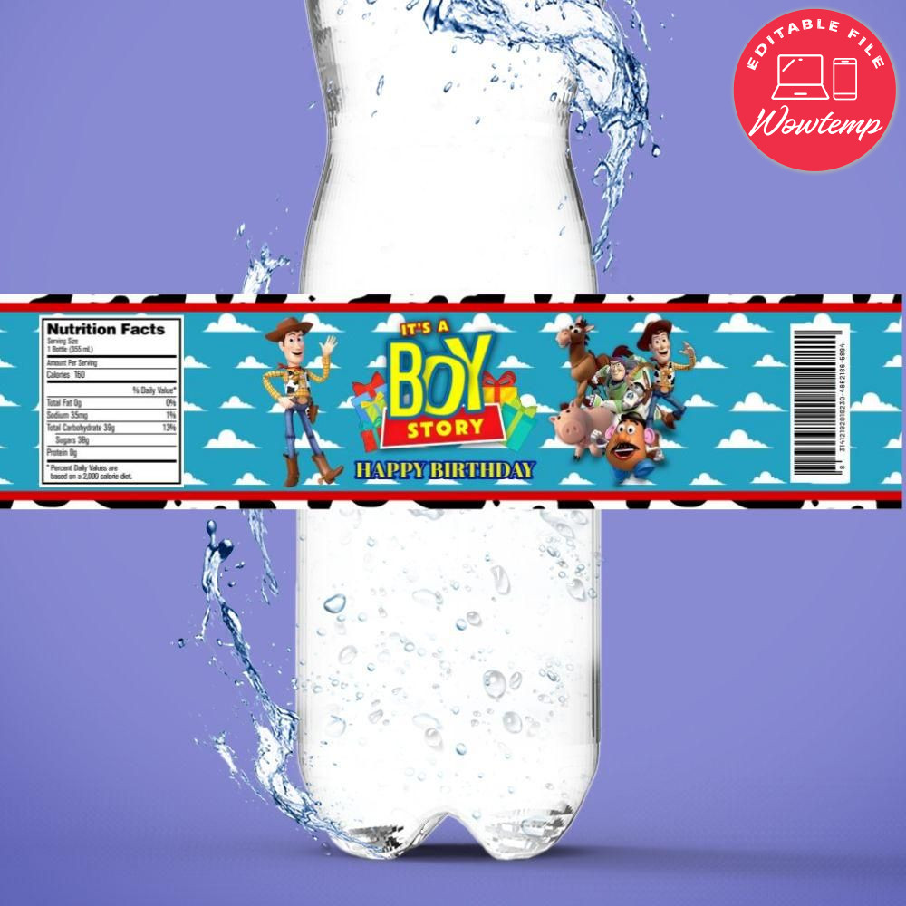 It's a boy story Water Bottle Label Template to Print at Home DIY | Wowtemp